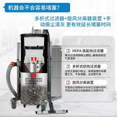 洁乐美GS-7510B手动振尘下卸式集尘桶吸尘器7500W吸焊渣铁屑粉尘