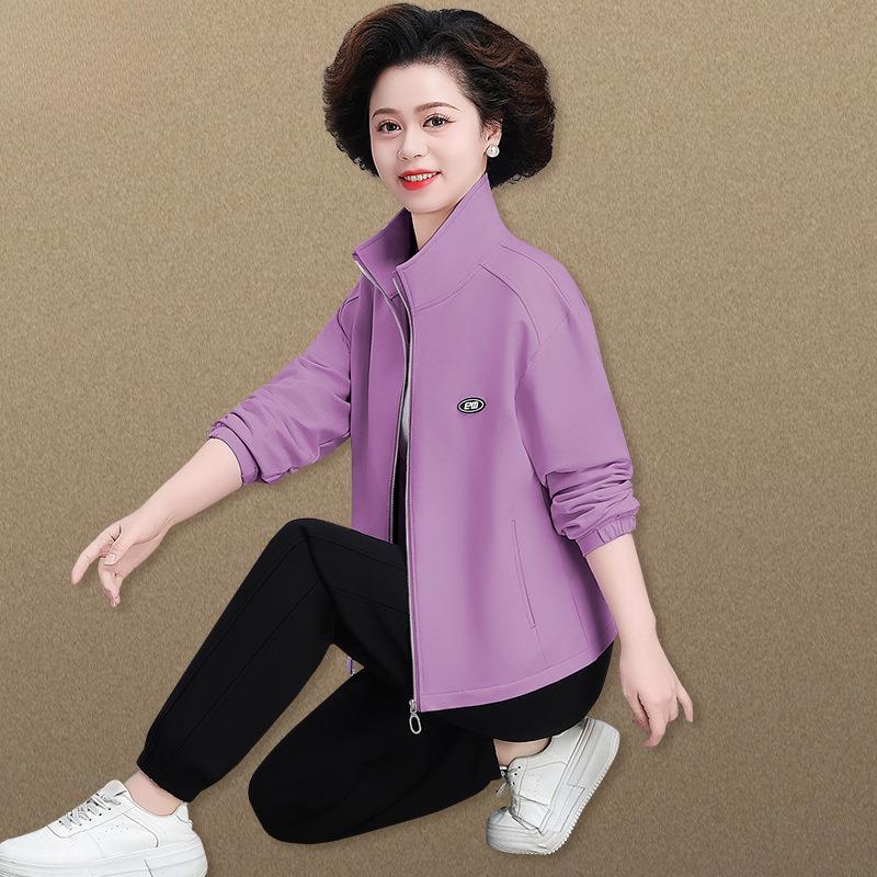 妈妈装套新款外老年人运动套装女春8744989春中秋款本命年红色上
