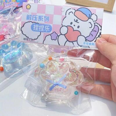 Taba Squishy Bow Cat Paw Fidget Toys Cute Pink Cat Foot Slow