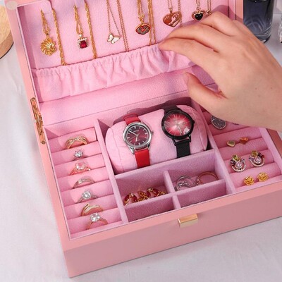 饰收纳珠宝饰品展示收纳珠宝盒首品饰收ABV纳盒级首感饰高盒子