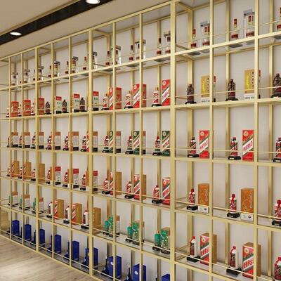 钢化玻璃酒柜1688117置物架商列用白酒架地落靠墙发光示架展红酒