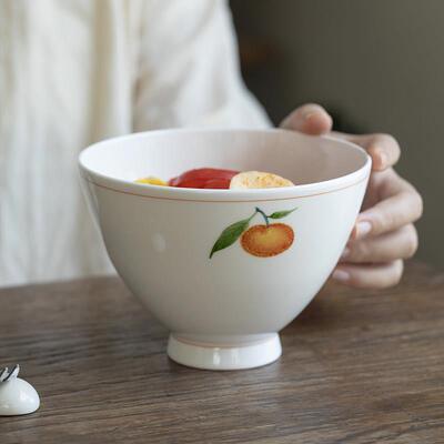 曼叙斗笠汤面碗赋彩如诗行斗笠碗中式手绘精致家用景德镇陶瓷面碗