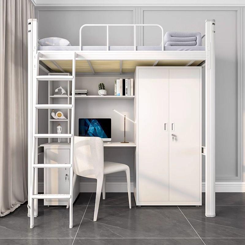 铁艺钢木床学校员工宿舍上床下桌小户型卧室出租屋公寓床