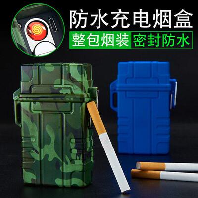 Pocket Cigarette Case Box with Flameless Electronic Lighter