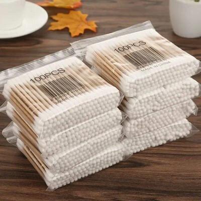 100pcs Per Pack, 5 Packs, Double-ended Cotton Swabs, Baby Co
