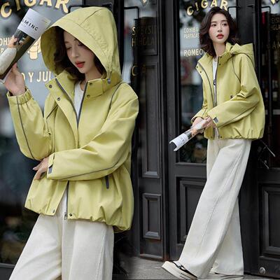 LILY MOST时尚休闲短外套女春秋韩版显瘦百搭洋气连帽冲锋衣外套