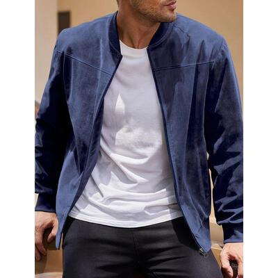 T 25252 Pilot Jacket Suede Zipper Collar Top 秋季飞行员夹克