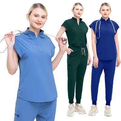 Scrubs Set for Women Nurse Uniform Jogger Suit Stretch Top