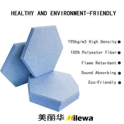Ama热销产品聚酯纤维吸音板墙贴正方形六边形加工墙面装饰