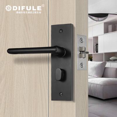 房门锁室内门锁音卧美式黑色实DFL-8809木把门手厕所家室用通用静