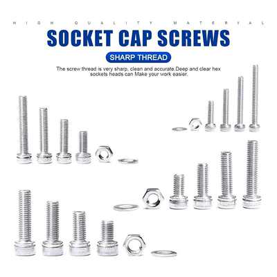 螺母内圆柱螺母不锈钢平880pcs304 六角头头套装盒装螺钉垫螺钉杯