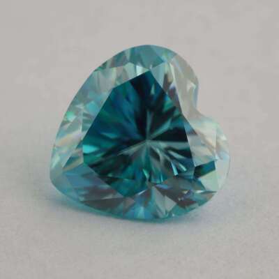 梧州莫桑石裸石 莫桑钻裸石彩色心形爱心海蓝色异形123CT