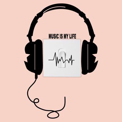 薇蓝新品MUSIC IS MY LIFE 音乐耳机开关贴 创意家居装饰墙贴FX22