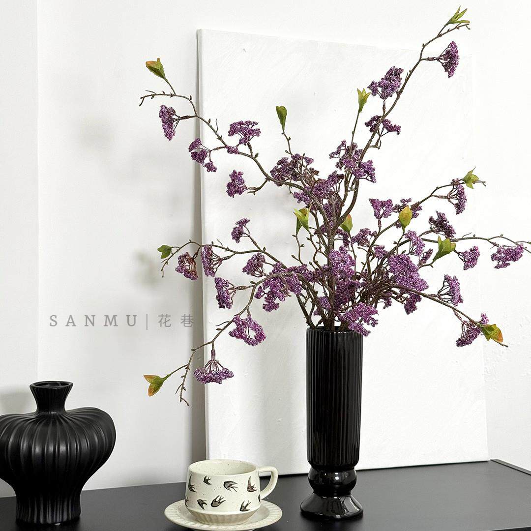 中古风高级感紫色鸢尾仿真花摆件客厅餐桌插花花器酒店样品间新品