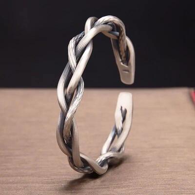 Vintage Mens Jewellery Woven Twist Texture Bracelet Bangles