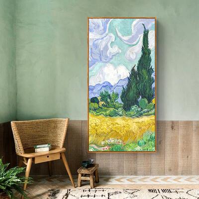 网红高名画玄梵关装饰画代约走廊印派墙象画单简幅油画星空丰收现