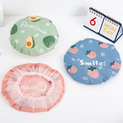 Fruit-themed Shower Cap Waterproof Bath Cap for Women Cute F
