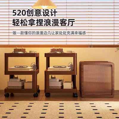 中古风床头柜室小边卧几边可移IRF动置物架约多功能床边简小床桌