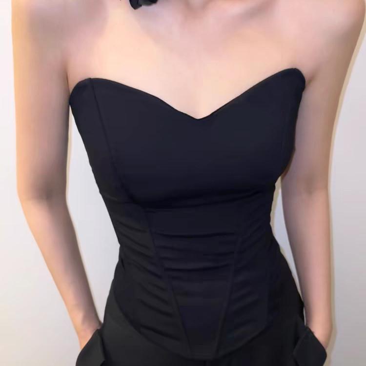 性感裹胸立体鱼骨束身收腰御姐风抹胸修身背心显瘦内搭露肩上衣女