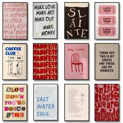 Simple Trendy Text Printing Poster Simple Canvas Decorations