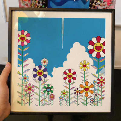 村上隆太阳花版画 复古flower太阳花装饰画 潮流微笑花kaikaikiki