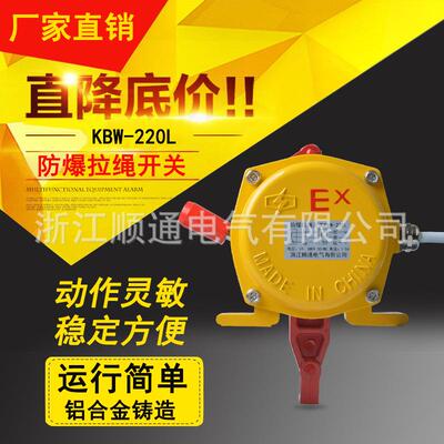 KBW-220L防爆拉绳开关输送带急停开关BKLT2-II拉线开关安全开关