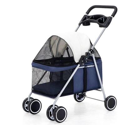 Pet Stroller Dog Folding Trolley Cat Carrier Outdoor Pet Car