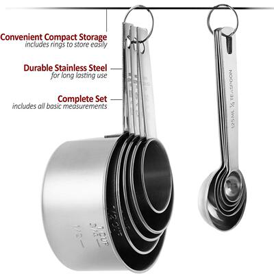 Stainless Steel Measuring Cups Spoons Cooking Baking Gadgets