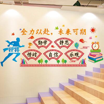 励志墙贴纸学习标语班级教室文化墙布置墙面装饰小学初中初三中常