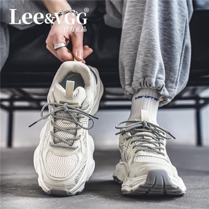 Lee&vgg高级感男鞋2025新款潮流休闲 跑步运动鞋夏季透气老爹鞋男