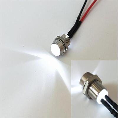 开孔6mm金属带线5V12V24Vled灯珠发光双管指示灯红灯，黄，蓝，绿