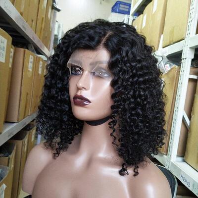 前蕾丝真人发丝头套13x4 bob wigs kinky curls lace frontal wig