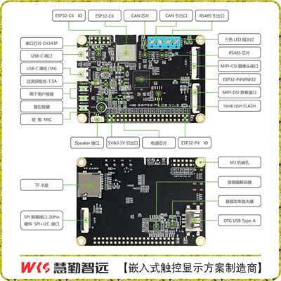 ESP32P4开发板 ESP32-C6 DSI触摸屏/摄像头/小智AI语音开源系统板