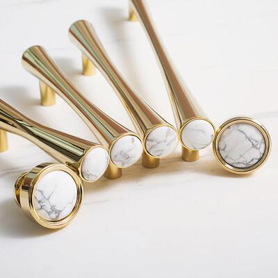 INDOORS原创设计法式轻奢柜门把手衣柜鞋柜抽屉黄铜白松石长拉手