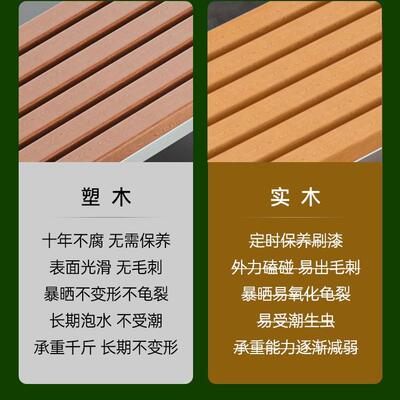 JHQ-5296户椅外公园区户外长椅不锈钢塑木实木椅休椅闲长椅广场小