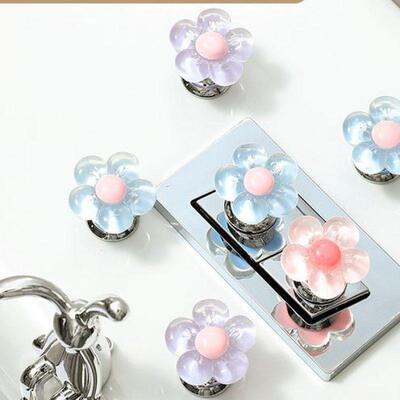 Cute flower toilet button, nail-friendly bathroom tank switc