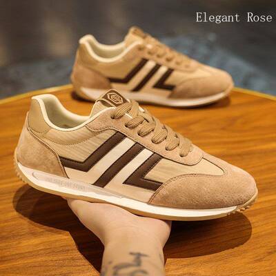 ELEGANT ROSE 男鞋2024秋季新款时尚休闲鞋阿甘鞋真皮帆布运动鞋