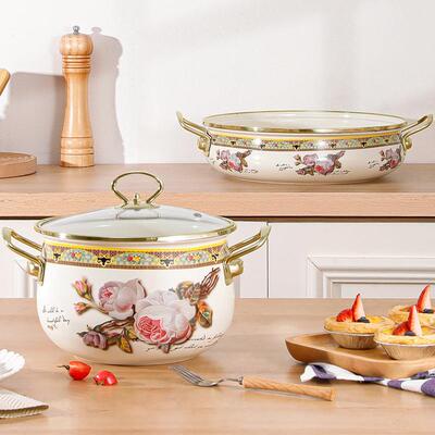 加厚瓷炖汤BSL-GTG1金煲色双耳炖锅搪焖锅汤锅珐琅锅家电用不粘锅
