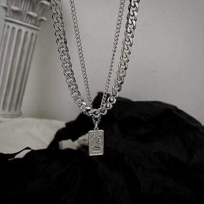 less Steel Figaro Cuban Chain Necklace For Men Women Jewelry