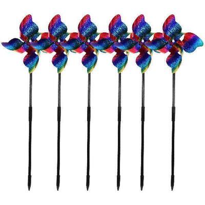 6pcs Windmill Pinwheels 8 Blades Gradient Bird Repellent