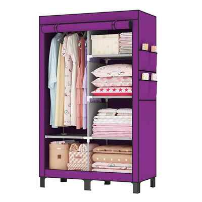 简易衣橱18440家用帽出租房纳宿无舍多层格大容量带收盒衣间纺布