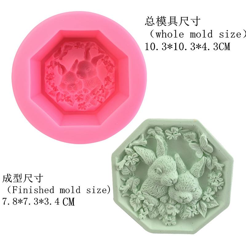 双兔子硅胶模具香皂手工石膏滴胶装饰模具蜡烛模蛋糕模多因贝