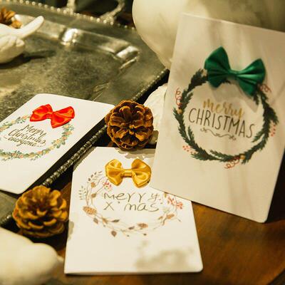 Christmas Thank You Card Set Elegant Bow Greeting Card