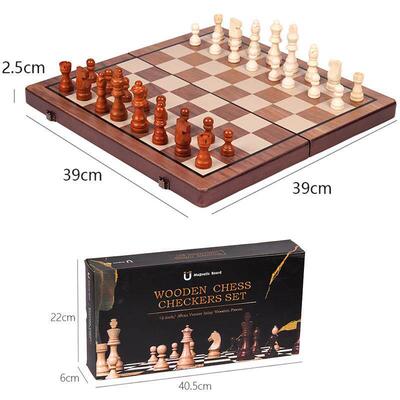Chess Checkers Solid Wood Set Chessboard国际象棋跳棋实木套装