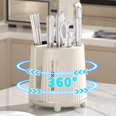 Kitchen Rotating Knife Holder and Storage Rack, Multifunctio