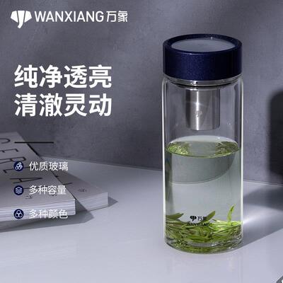 新款万象单层玻璃杯小巧便携男士商务泡茶直身杯办公室杯子U148L