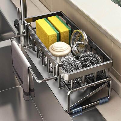 Kitchen Sink Organizer Drying Rack No-Drill Home Use Dishwas