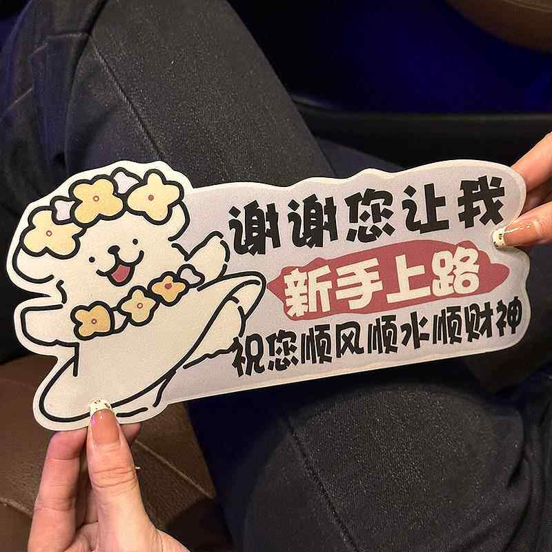 2024新款实习车贴汽车贴纸磁吸可爱新手上路女司机反光贴片画 划