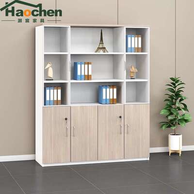 办公室文件柜木质档案柜带锁资料柜简约现代玻璃储物柜落地柜子