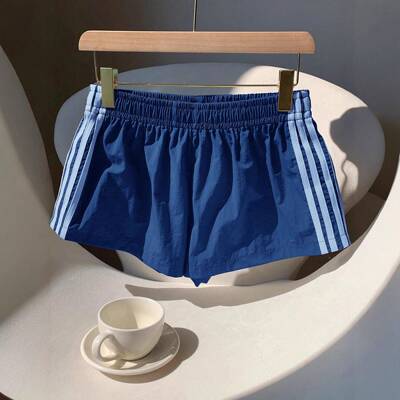 Womens Shorts Casual Striped Loose Fit Athleisure Athletic